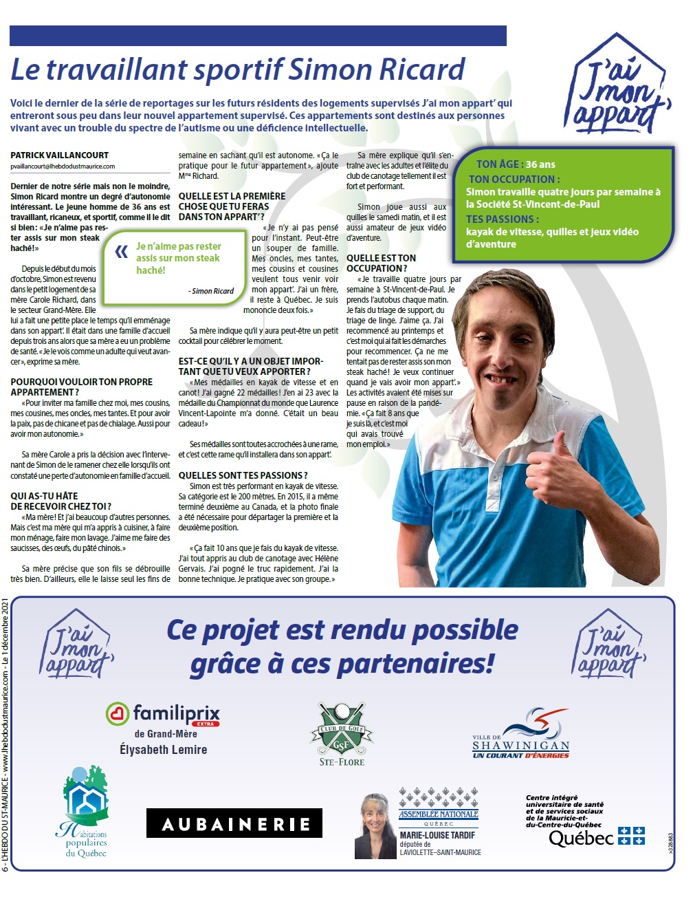 Le travaillant sportif Simon Ricard - L’Hebdo du St-Maurice